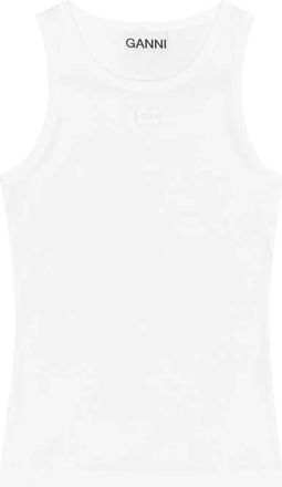 Ganni Femme, Tops, Blanc, Taille: 38 FR Soft Cotton Rib Tank Top