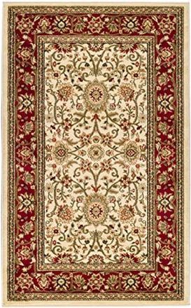 Safavieh Tapis Traditionnel pour Salon, Salle à Manger, Chambre à Coucher - Lyndhurst Collection, Tapis à Poil Court, Ivoire et Rouge, 60 x 110 cm