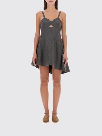 Jil Sander Mini-robe bustier asym&eacute;trique en laine vierge avec col en V