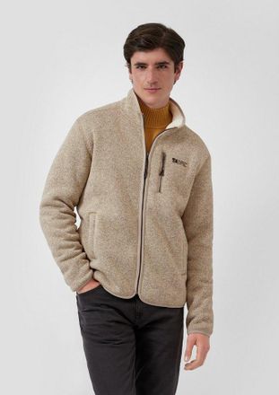 s.Oliver Sweatjacke Sweatshirt Jacke Sweatjacke mit Teddy-Pl&uuml;sch-Futter in Strick-Optik