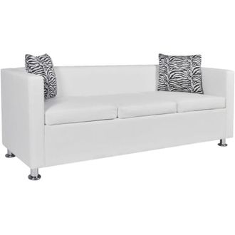 vidaXL Sofa 3-Sitzer Kunstleder Wei&szlig; vidaXL
