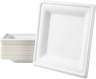 Love Nature Einwegteller 50 Stück - Einweg Teller Eckig 26 cm aus Zuckerrohr - Einweggeschirr Umweltfreundliche - Partyteller Einweg Stabil zum Geburtstag, Grilla