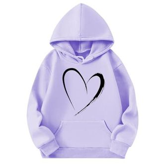 Generic Sweat &agrave; capuche ample pour la Saint-Valentin 2026 avec imprim&eacute; pour un pull confortable, violet clair, XXL