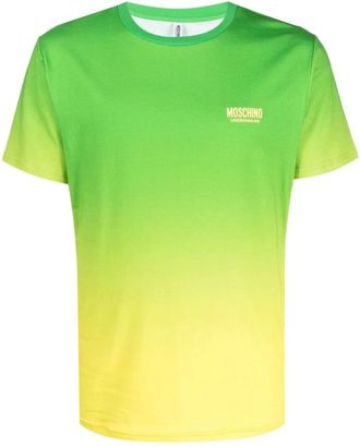 Moschino Homme, Tops, Vert, Taille: 2XL T-shirt Ombr&eacute; avec Logo en Relief