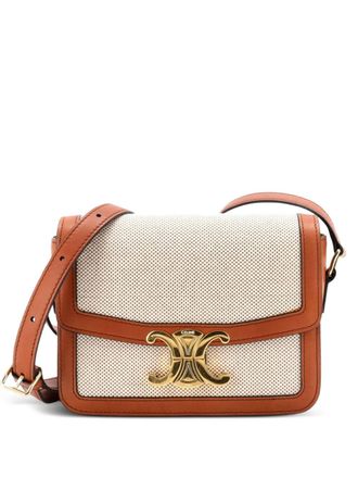 Celine sac port&eacute; &eacute;paule Triomphe en toile et cuir - Marron