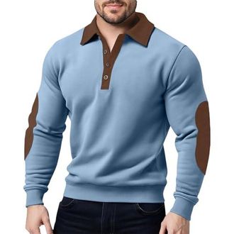 Generic Polo &agrave; manches longues pour homme - T-shirt de golf color&eacute; - Grande taille - T-shirts de sport confortables - Col &agrave; revers - Hauts d&eacute;contract&eacute;s &agrave; port
