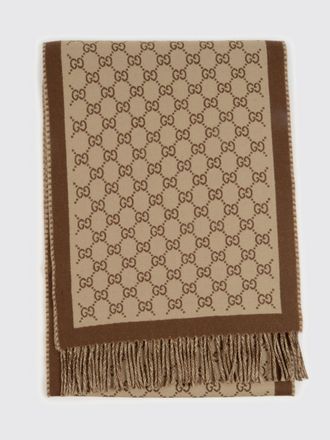 Gucci &Eacute;charpe en laine avec motif monogramme GG en jacquard et ourlet &agrave; franges