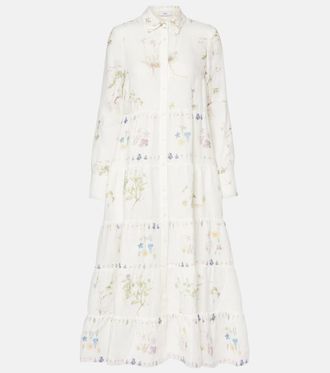 Erdem Robe chemise en lin à fleurs