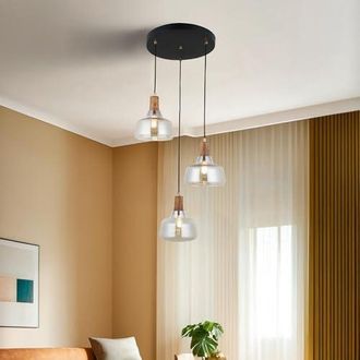 Opviq Elegant Antique Lacquer Chandelier, Metal Body, &Oslash;20 cm Glass Cap, Adjustable Height 40-119 cm, 3 x E27 Socket, Perfect for Modern Interiors