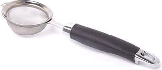 Birambeau K&uuml;chensieb aus Edelstahl mit ergonomischem Soft-Touch-Griff, Silber und Schwarz, 7 cm