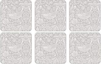 Portmeirion Home & Gifts The Original Co-Pure Untersetzer mit Erdbeerdieb, Unterseite aus Kork, Holz, Mehrfarbig, 10,5 x 10,5 cm, 6 Stück