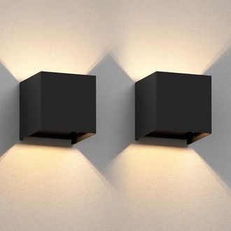 LEDs Com 2 pièces Applique CUBEL pour lextérieur, IP65, Up-/Downlight, noir mat, carré, 1x G9 max. 10W