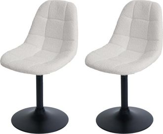 Mendler Lot de 2 chaises de salle &agrave; manger HWC-A60, chaise de cuisine chaise pivotante, acier mvg tissu/textile boucl&eacute; (450g/m&sup2;)