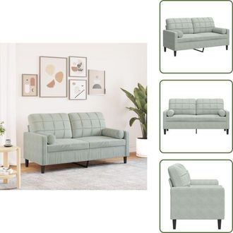 vidaXL The Living Store - vidaXL 2-Sitzer-Sofa mit Zierkissen Hellgrau 140 cm Samt