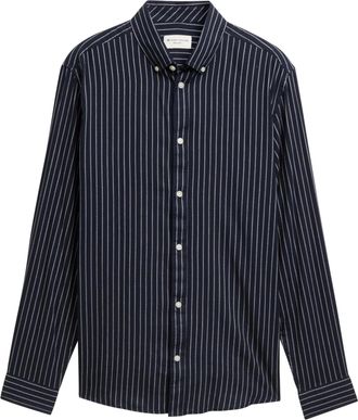 Tom Tailor Herren 1047330 Regular Fit Hemd mit Streifen, 38500-Navy Stripe, L