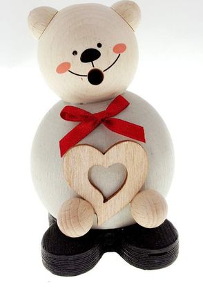 Rudolphs Schatzkiste R&auml;uchermann B&auml;r mit Herz BxHxT 8,5x12x8,5cm NEU Rauchen Rauchfigur Rauchmann R&auml;ucherfigur R&auml;ucherkerze Smoker Kerze Figur Mann Holz Seiffen Erzgebirge