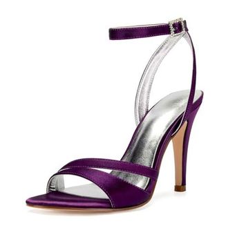 Generic Escarpins Femme Sandales Talon Heels Satin Chaussures De Mariage Mariée Sexy Open Toe High Sandales 10.5CM,Violet,38 EU