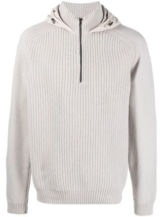 Herno pull en laine &agrave; capuche - Gris