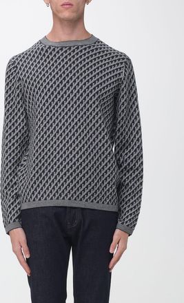 Emporio Armani Rundhalspullover aus Schurwolle mit abstraktem Jacquard-Muster