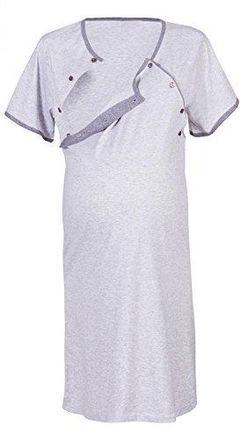 Happy Mama Chemise de Nuit dallaitement et Peignoir. Vendue s&eacute;par&eacute;ment 393p (Chemise de Nuit - Gris Clair, 36-38, S)