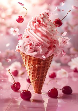 Calvendo Poster 29,7 x 42,0 cm Hochformat Kirsch-Joghurt-Eis| Bilder, Kunstdruck, Wandbild, Wanddeko, Prints ohne Rahmen