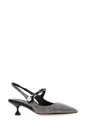 Miu Miu Womens Embellished Satin Pumps Nero Scarpe Con Tacco High Heel Shoes
