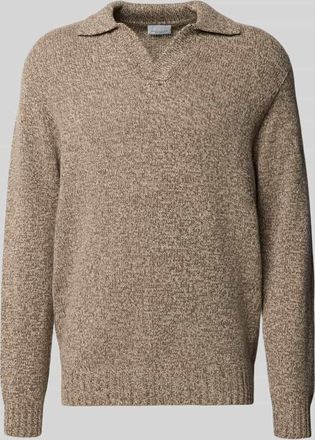Profuomo Strickpullover mit Polokragen und V-Ausschnitt