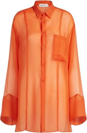 Alberta Ferretti Femme, Blouses et Chemises, Orange, Taille: 38 FR Transparent Chiffon Shirt