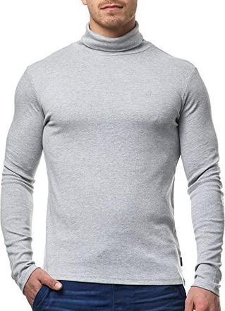 Indicode Hommes Eagon Shirt | Chemise à Manches Longues et col roulé Grey Mix M