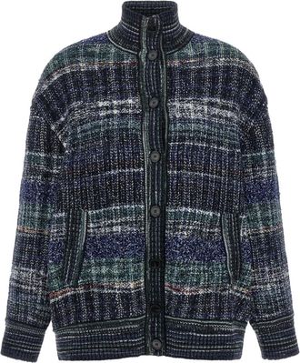 Missoni Femme, Pulls, Bleu, Taille: 38 FR Cardigan oversize en m&eacute;lange de laine &agrave; carreaux