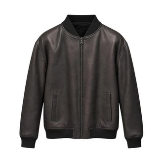 Dolce & Gabbana Leder Bomberjacke - - Jackets - Herren - Schwarzk - XL