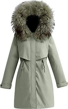 Generic Vestes pour femmes 2026 couleur pure manteau &agrave; capuche fermeture &eacute;clair chaud &eacute;pais avec poches ceinture taille pardessus mode, Vert, 4XL