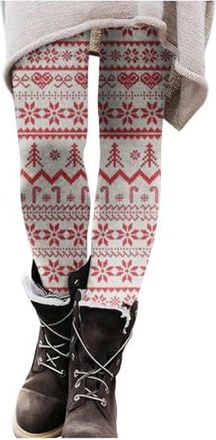 Generic Legging tendance d&eacute;contract&eacute; pour femme Motif No&euml;l, rouge past&egrave;que, XXL