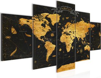 Runa Art Bilder Abstrakt 200L x 100B cm 5 Teilig XXL Wanddekoration Design gold Schwarz Gold 056451a