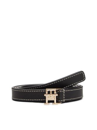 Tommy Hilfiger Lederg&uuml;rtel TOMMY HILFIGER TH LOGO 1.5 cm breit, Herren, Gr. 100, schwarz, Rindsleder, G&uuml;rtel Lederg&uuml;rtel