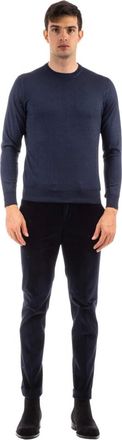 Drumohr Homme, Pulls, Bleu, Taille: L Pull ras du cou en cachemire et soie