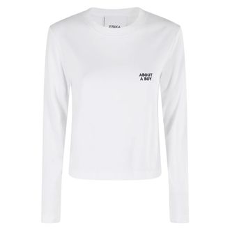 Erika Cavallini Semi Couture Andrea Rundhals Langarm T-shirt - - Tops - Damen - Wei&szlig; - S