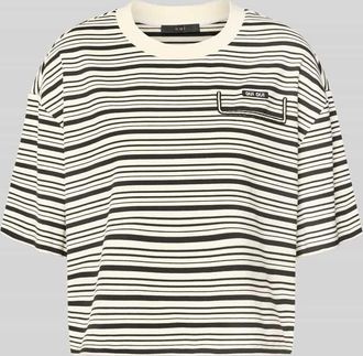 Oui Boxy Fit T-Shirt mit Label-Stitching und Tunnelzug
