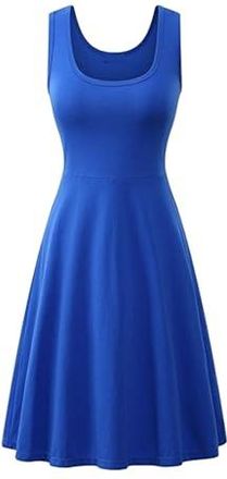 Generic Robes amincissantes pour femmes, robe d&eacute;contract&eacute;e, basique pour lext&eacute;rieur, la maison, sans manches, coupe ajust&eacute;e, bleu, XXL