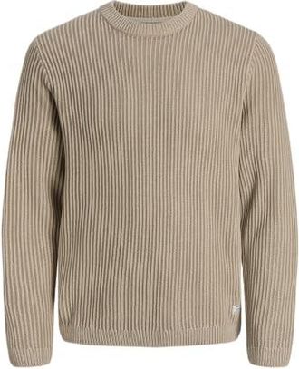 Jack & Jones Homme Jjedover Knit Crew Neck Sn, Beige Clair, L EU