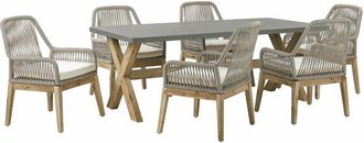 Beliani Gartenm&ouml;bel Set 6-Sitzer OLBIA inkl. Kissen Beton Beige