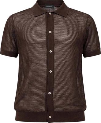 Tagliatore Homme, Chemises, Brun, Taille: 3XL Polo boutonn&eacute; &agrave; col