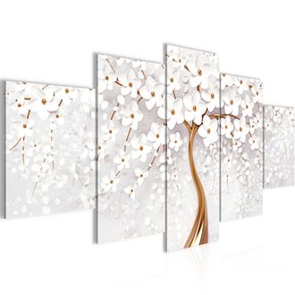 Runa Art Bilder Baum 200 x 100 cm 5 Teilig XXL Wanddekoration Design Grau Gold Natur 046251a