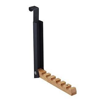 Relaxdays Portemanteau Pliable, pour Porte de Max 2 cm dépaisseur, à accrocher, 6 cintres, métal et Bois, Noir