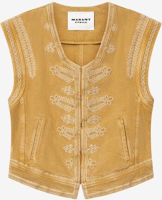 Isabel Marant Gilet Edmee En Denim - Femme - Honey - Taillet0 - Marant &Eacute;toile