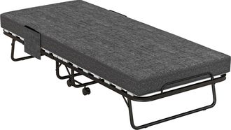 HOMCOM Klappbett G&auml;stebett mit Rollen, 10 cm Matratze, Abdeckung, Reisebett mit Seitentasche Dunkelgrau 190 x 80 x 42 cm