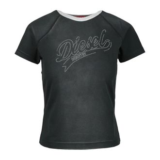 Diesel Femme, Tops, Noir, Taille: 36 FR T-shirt en coton &eacute;lasthanne