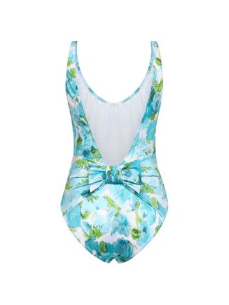 Chlo&eacute; Womens One-Piece Swimsuit Aqua Flower-Print Multicolour Polyamide Swimwear Sea Clothing