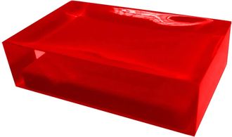 Gedy Auckland Seife, Ma&szlig;e und Gewicht: 3 x 11 x 7 cm & 0,15 kg, Solide Seifenschale aus hochwertigem, transparentem Harz, rote Oberfl&auml;che, R&S-Design, hand