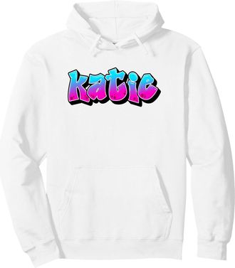 BDAZ Katie Graffiti Personalisierter Name Blau Rosa Frauen M&auml;dchen Pullover Hoodie